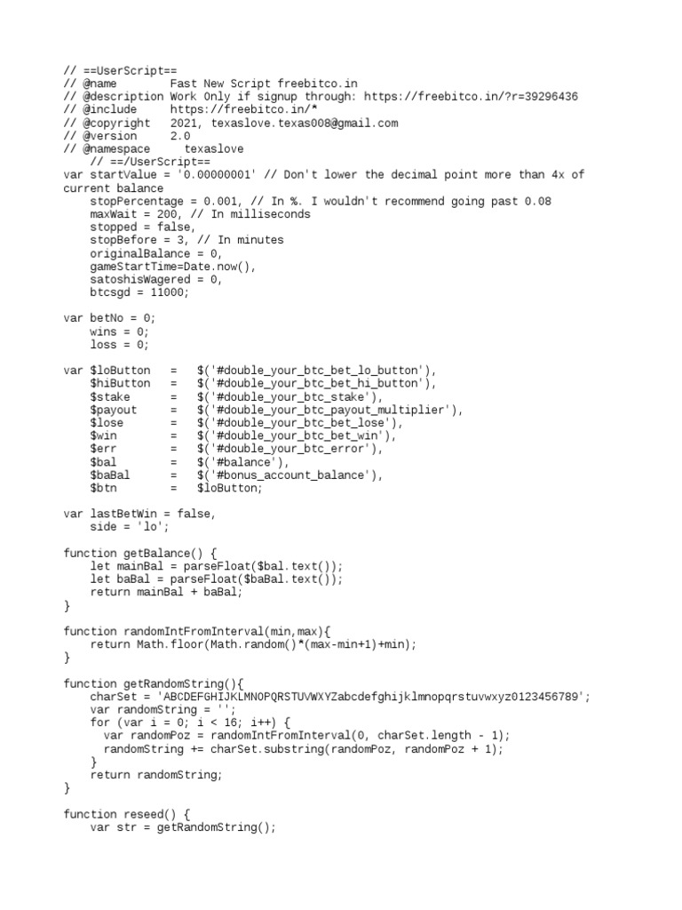 Fast New Script Freebitco in 2021 | Download Free PDF | Gambling | Wagering