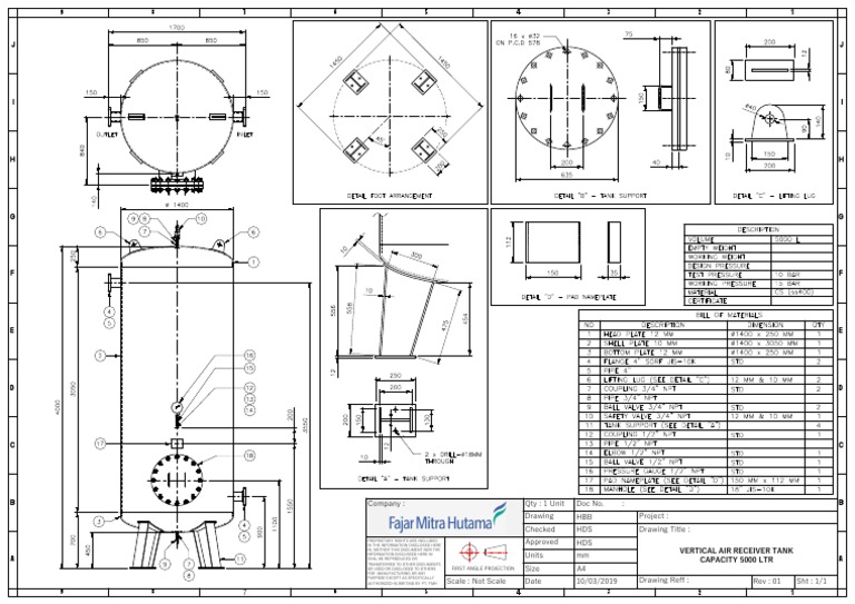 Detail Ga Drawing Tangki 5000 L | PDF