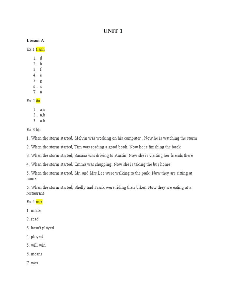 Answer Workbook 4a | PDF | Language Arts & Discipline | Foreign ...
