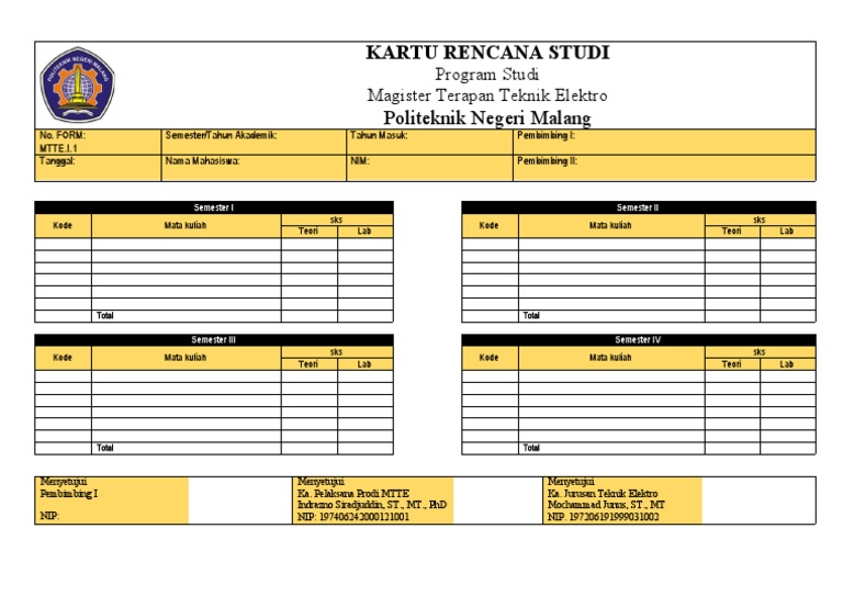 Formulir Rencana Studi | PDF