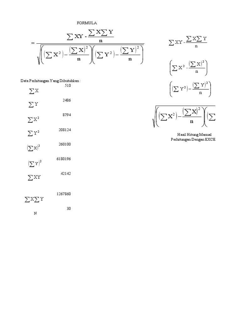 Pearson Product Moment Rumus | PDF