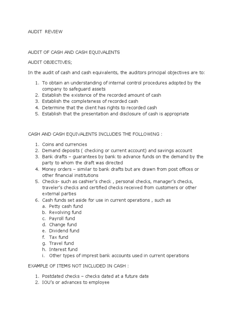 Cash Audit Procedures and Examples | PDF | Banks | Receipt