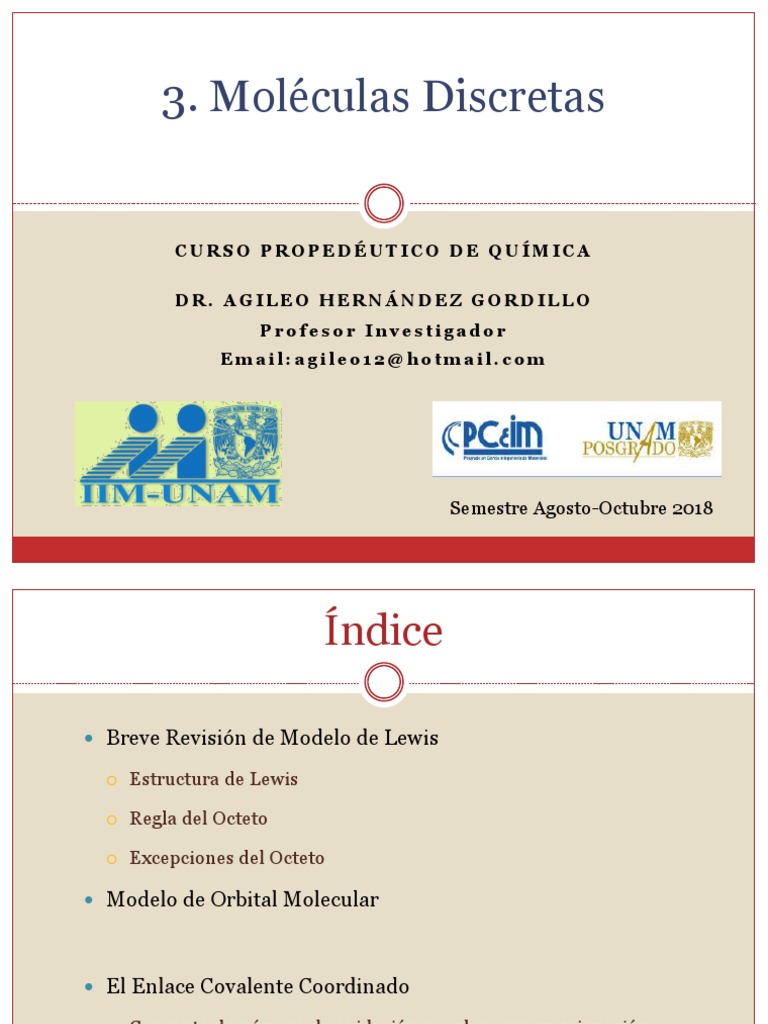 Moleculas Discretas-TEV TOM | PDF | Enlace químico | Orbital Molecular