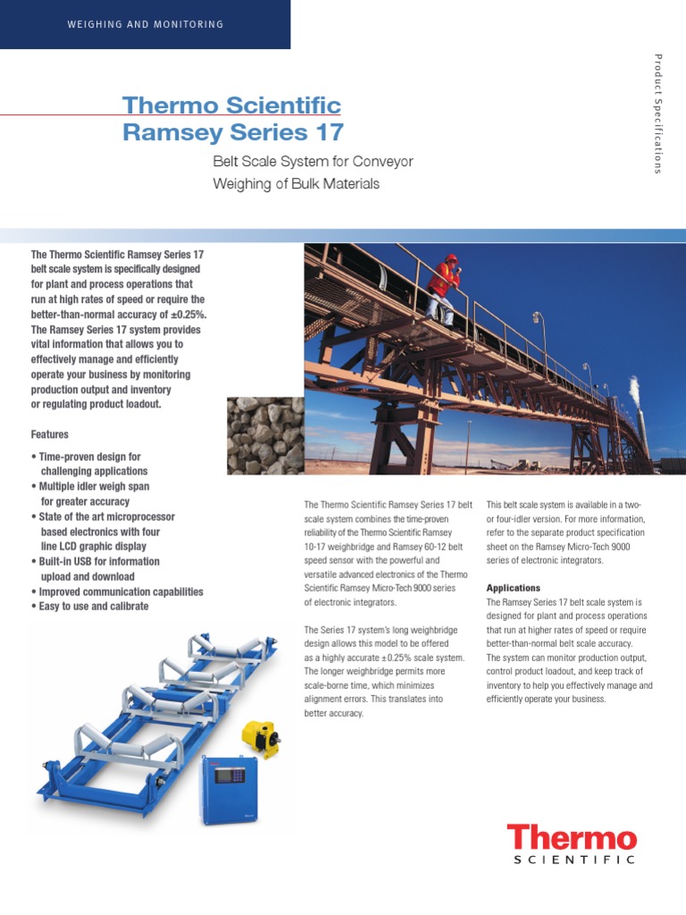 Thermo Scientific Ramsey Series 17: Belt Scale System For Conveyor ...