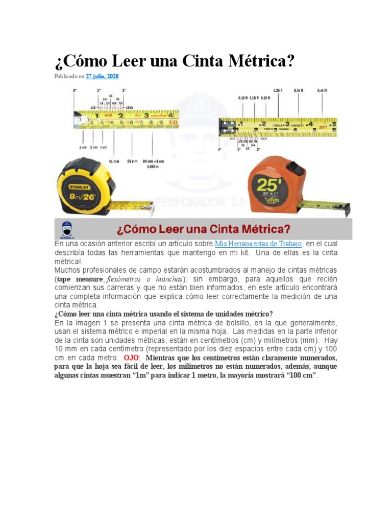 Cómo Leer Una Cinta | PDF | Pulgada | Sistema Internacional de Unidades