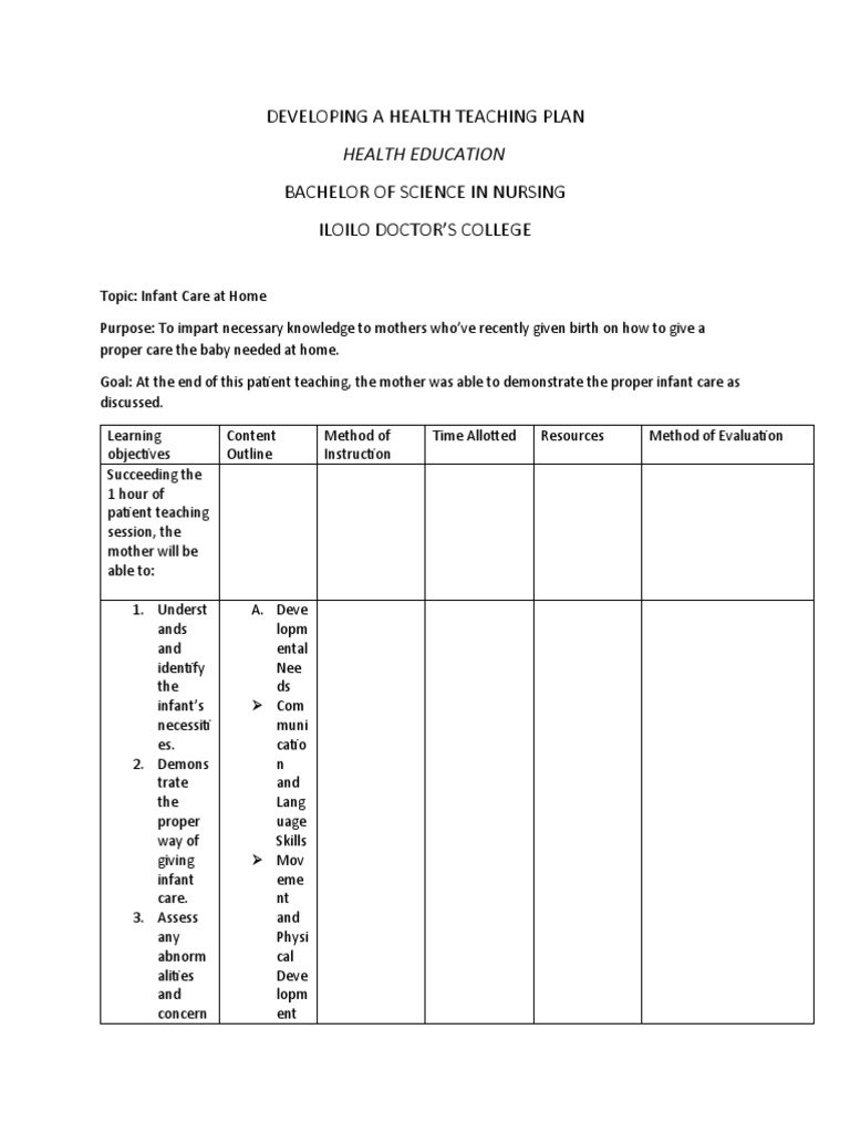 Developing A Health Teaching Plan | PDF