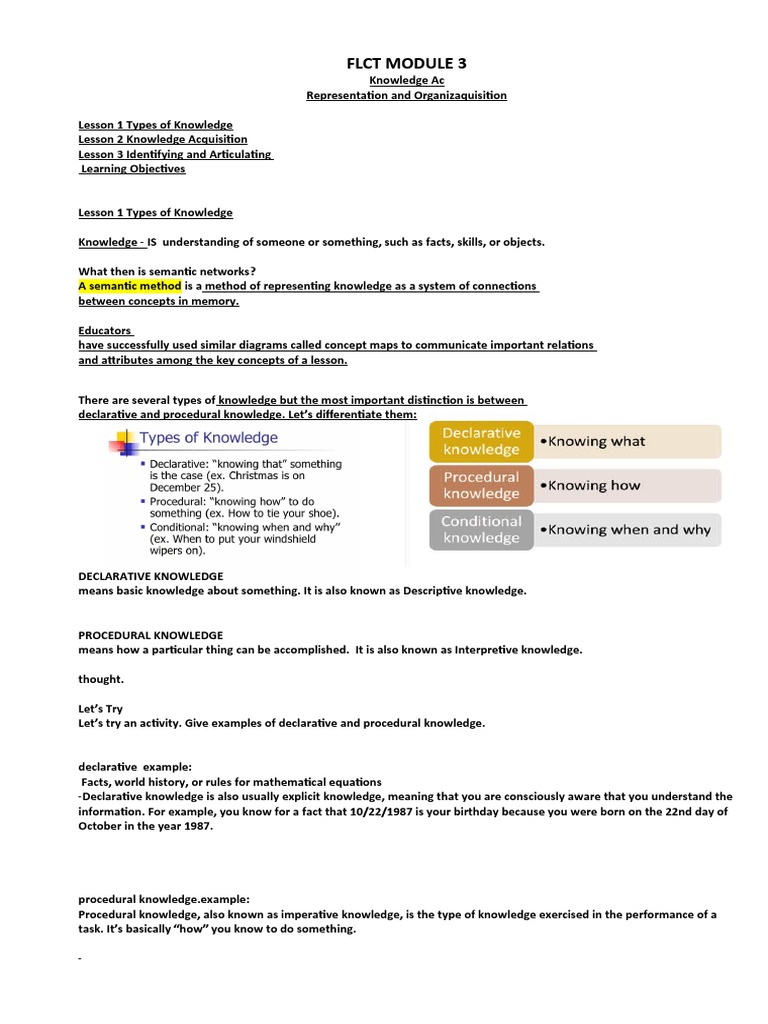 FLCT - Lesson - Module 3 | PDF | Procedural Knowledge | Knowledge