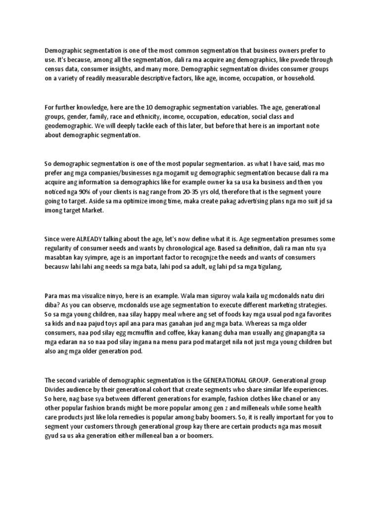 Demographic Segmentation Is One of The Most Common Segmentation That ...