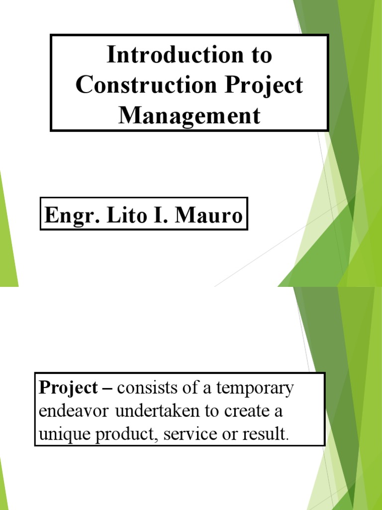 2 - Introduction To Const. Proj. Mgmt. | PDF | Project Management ...