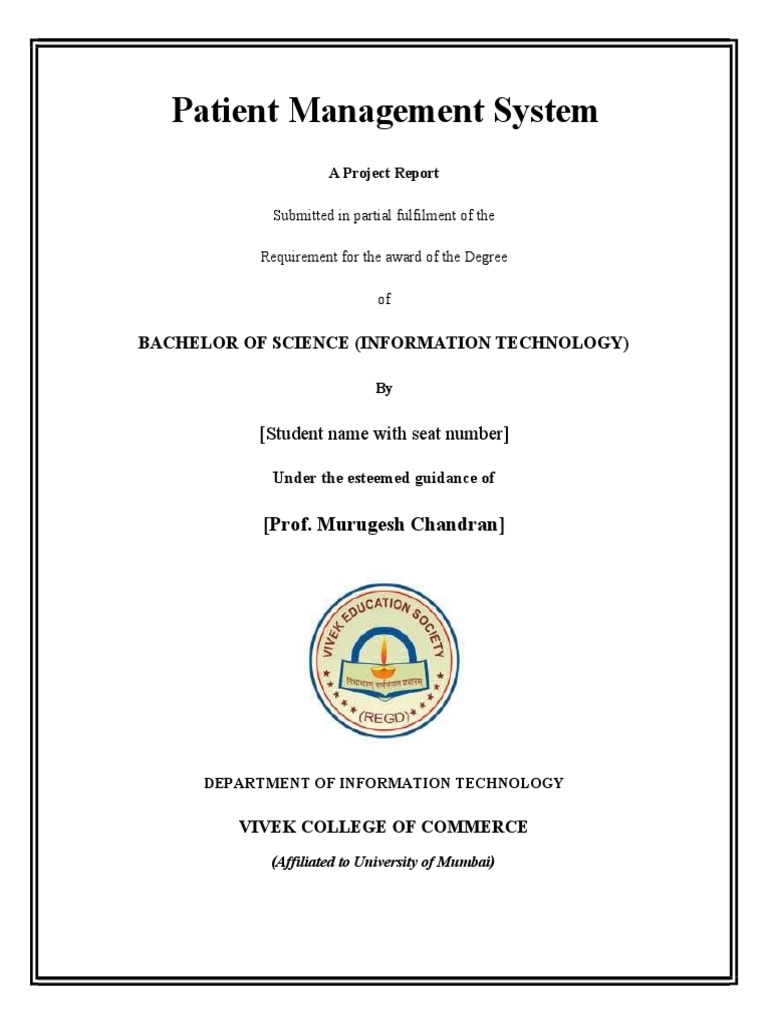 Patient Management System: Bachelor of Science (Information Technology ...