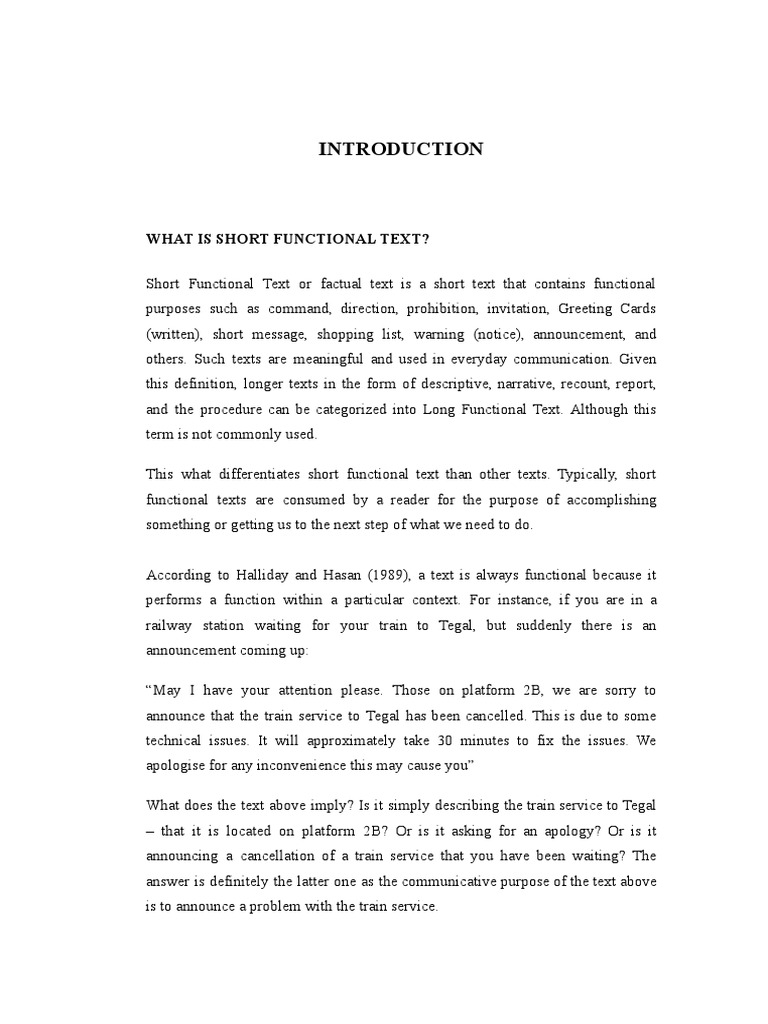 Understanding Short Functional Texts: An Introduction to Their ...