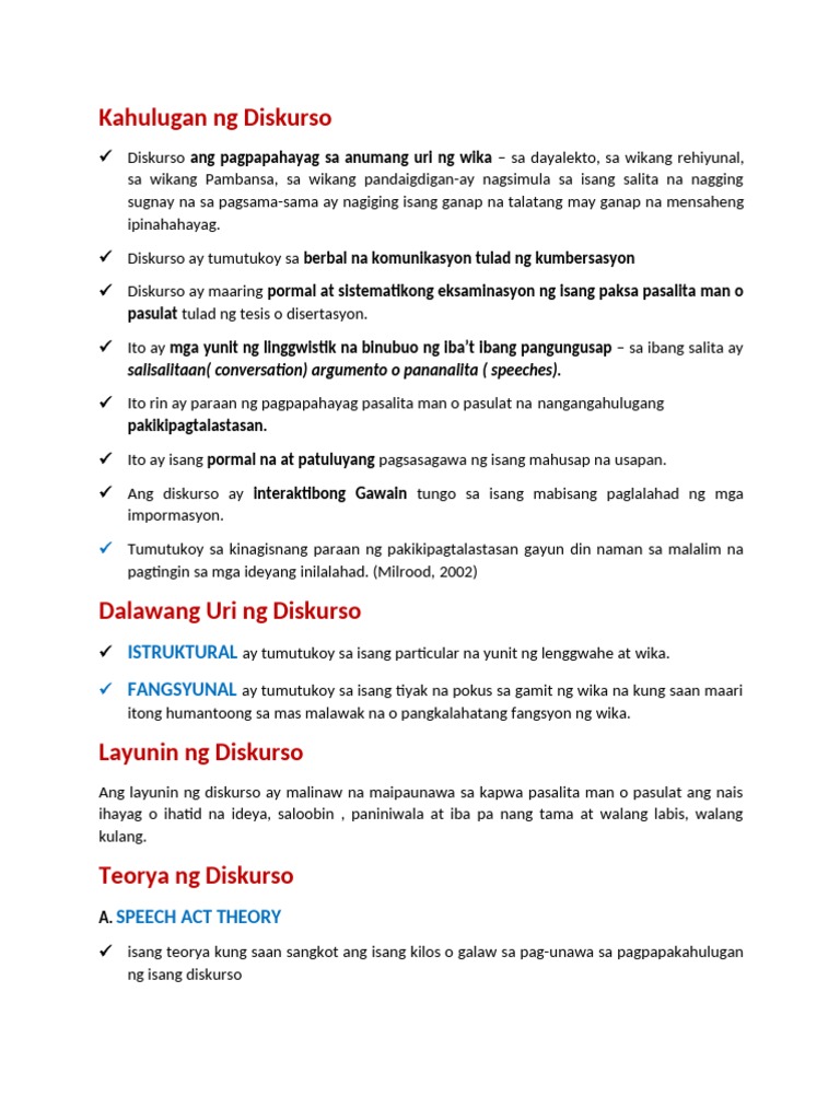 Lesson Natatanging Diskurso Sa Wika at Panitikan | PDF
