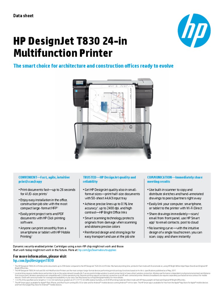 HP Designjet T830 24 in | PDF | Printer (Computing) | Ios