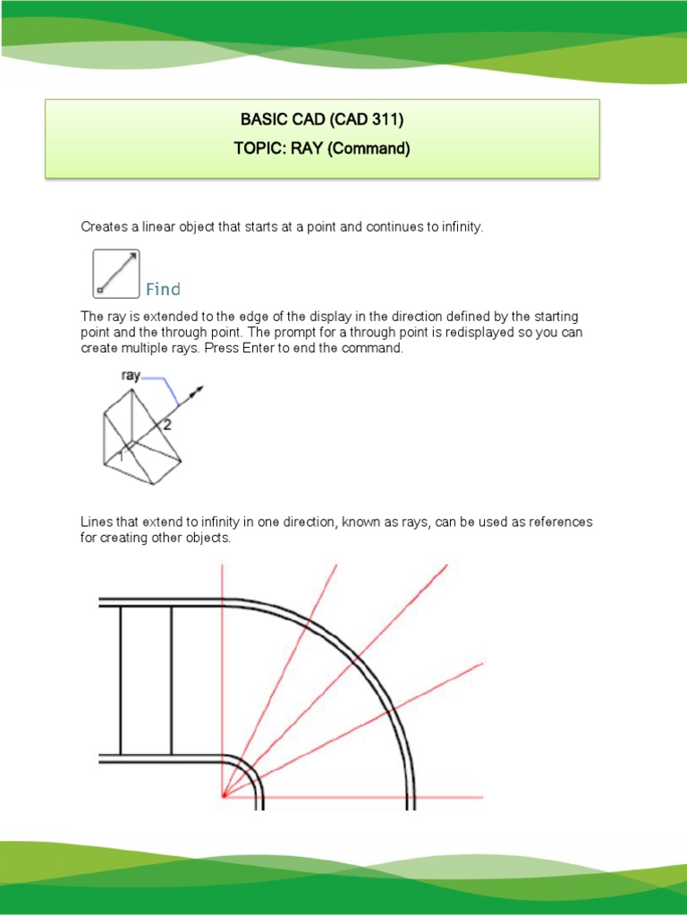 Basic Cad (Cad 311) TOPIC: RAY (Command) | PDF