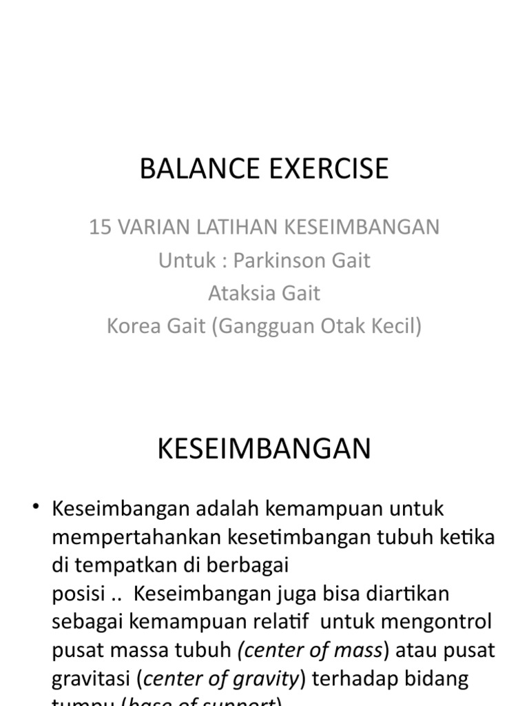 Balance Exercise | PDF