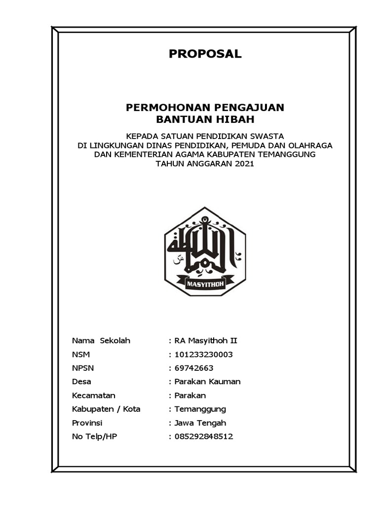 Proposal Hibah RA Masyithoh II | PDF | Karier & Perkembangan