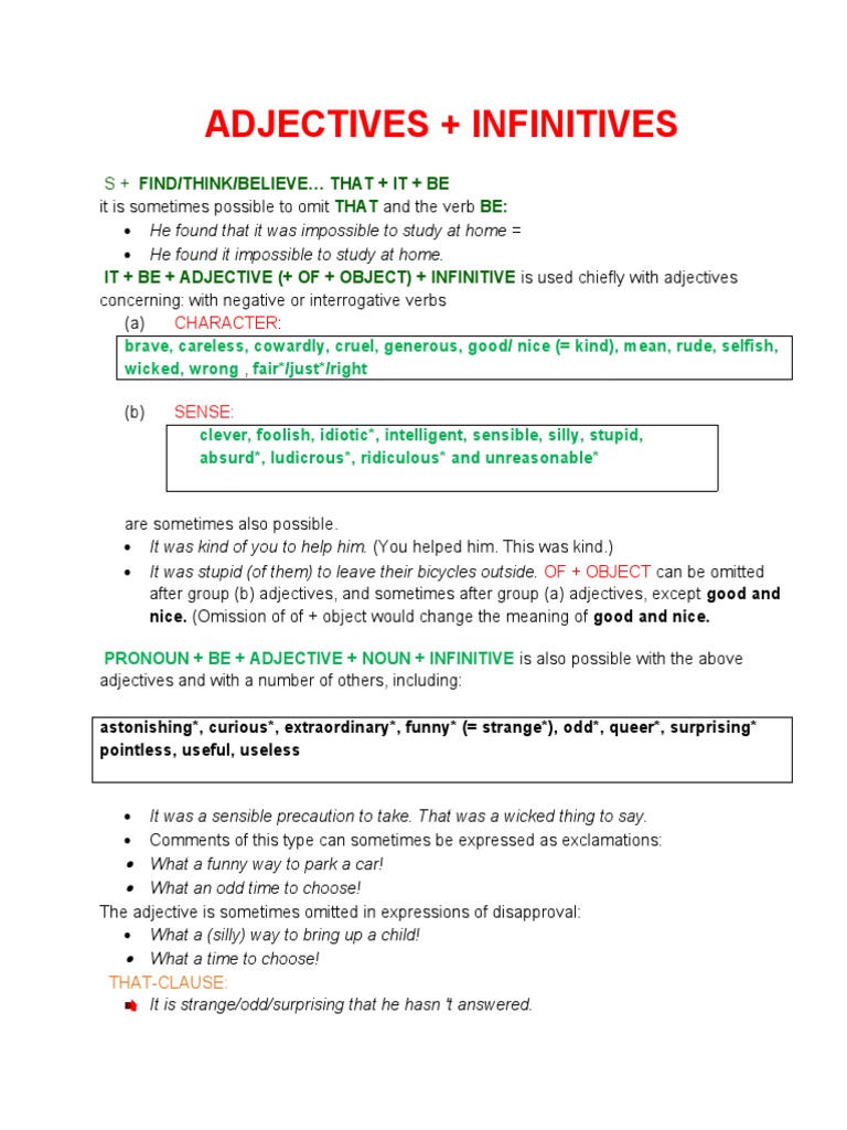 Adjectives Structures | PDF | Adjective | Verb