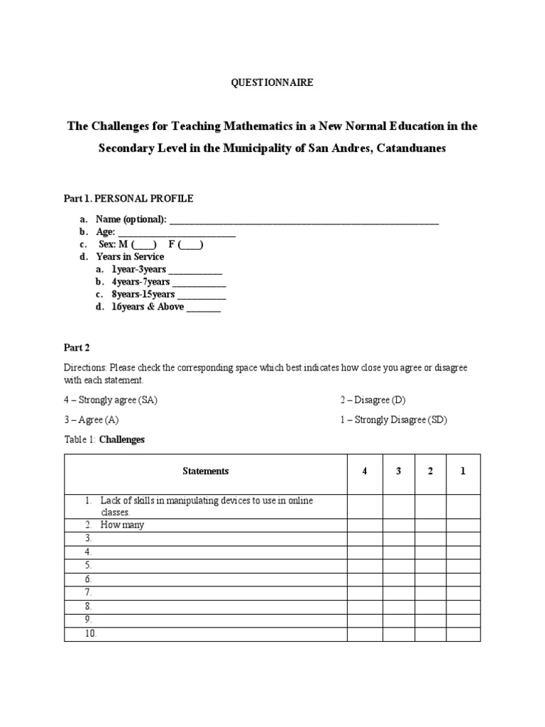 The Challenges For Teaching Mathematics in A New Normal Education in ...