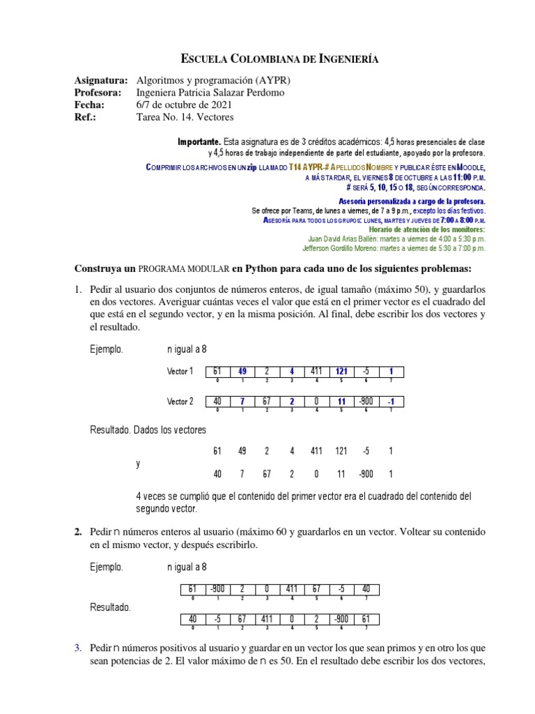 Tarea 14: Vectores en Python | PDF | Vector Euclidiano | Matemáticas