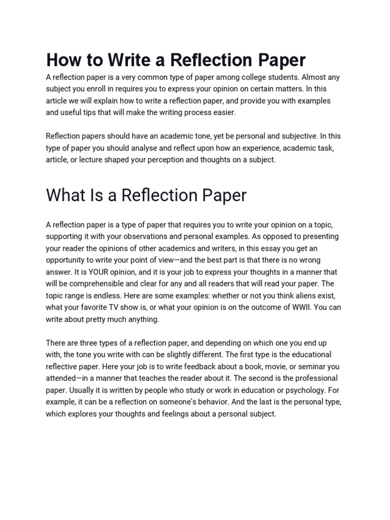 How To Write A Reflection Paper | PDF | Career & Growth