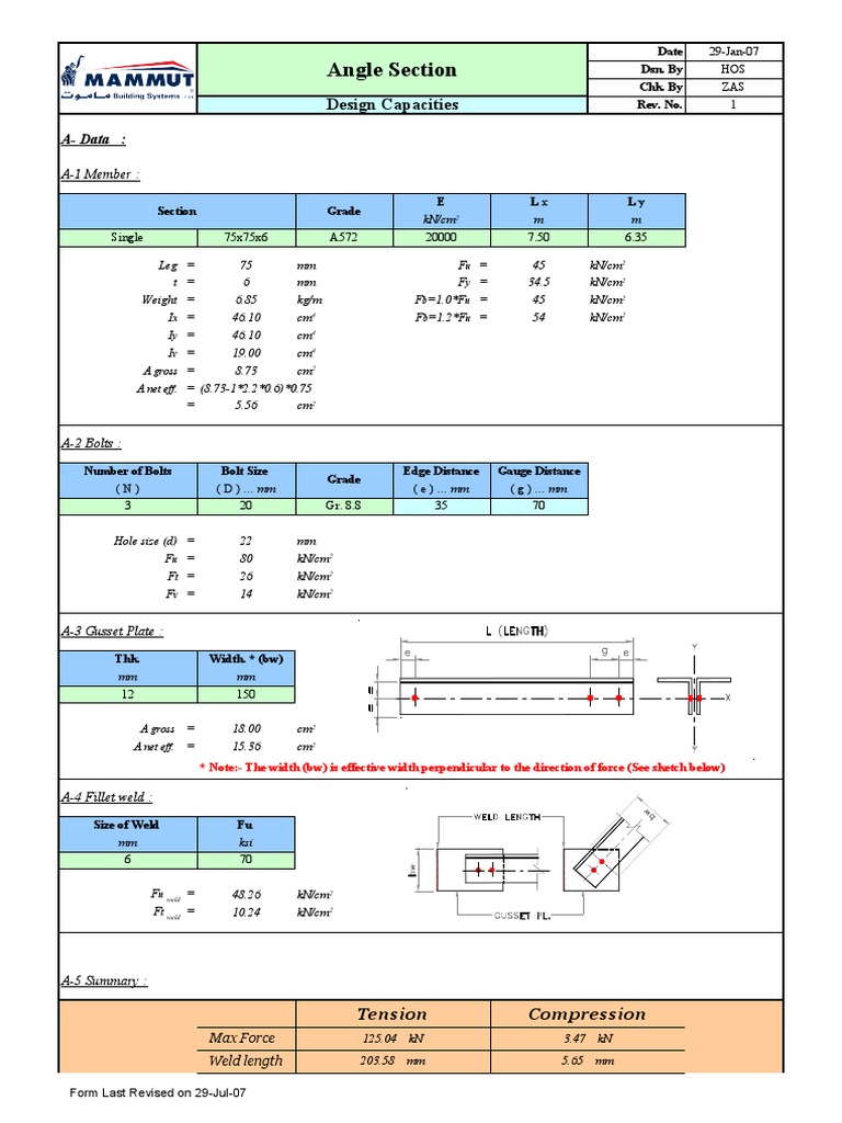 Angle Section: Design Capacities | PDF | Mechanical Engineering | Mechanics
