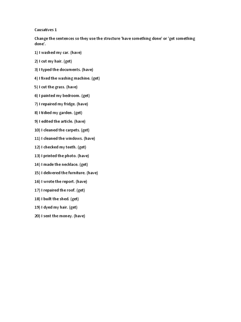 Causatives 1 | PDF | Language Arts & Discipline | Teaching Methods & Materials