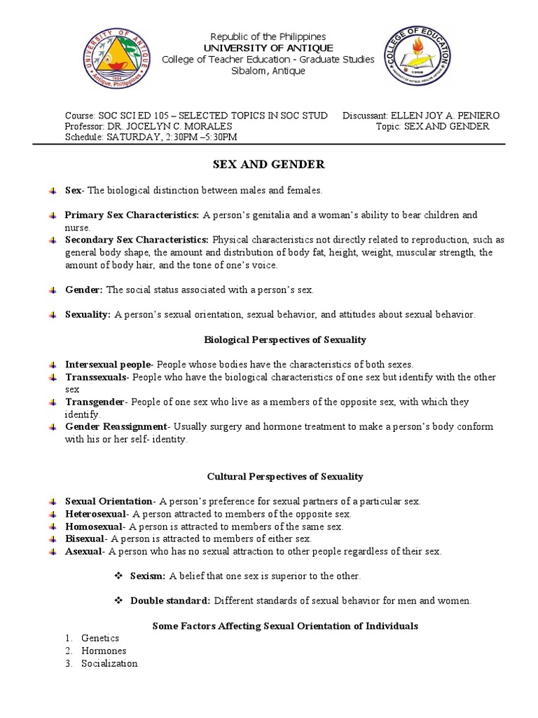 Topic 3 SEX AND GENDER | PDF | Gender | Gender Studies