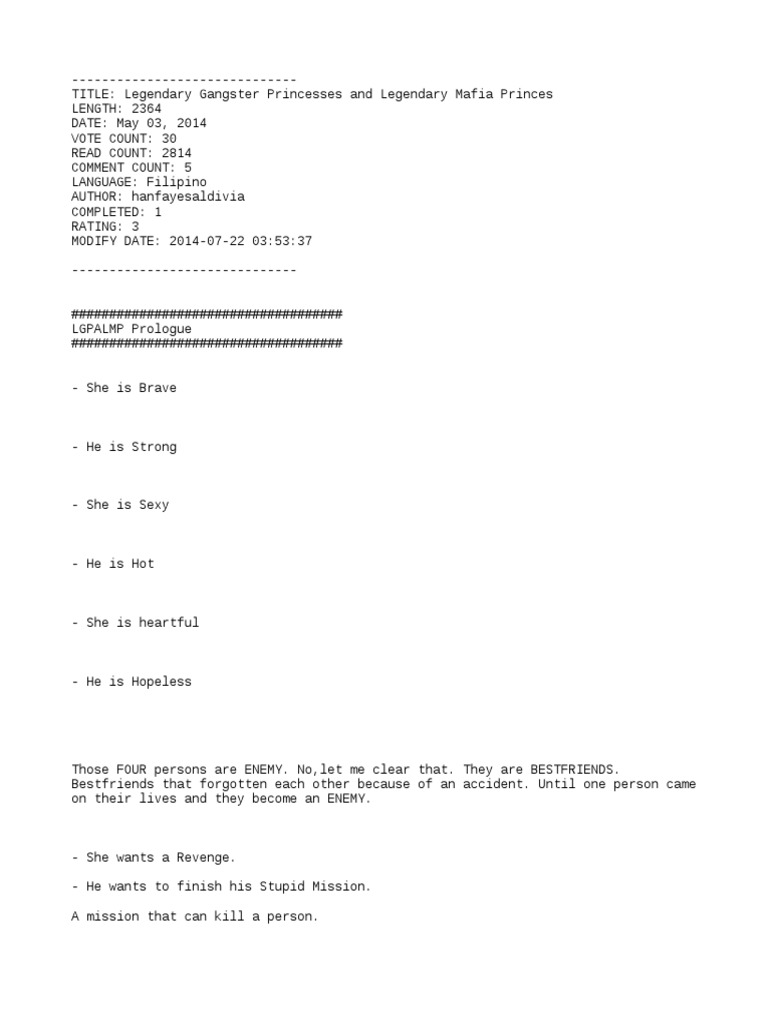 !legendary Gangster Princesses and Legendary Mafia Princes | PDF