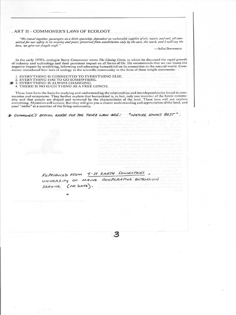 Barry Commoner's Laws of Ecology | PDF