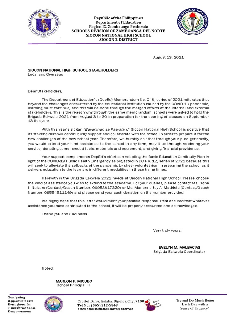 Brigada Eskwela 2021 Commitment Form | PDF