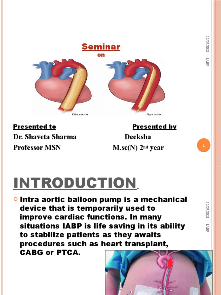 Intra Aortic Balloon Pump | PDF | Heart | Percutaneous Coronary ...