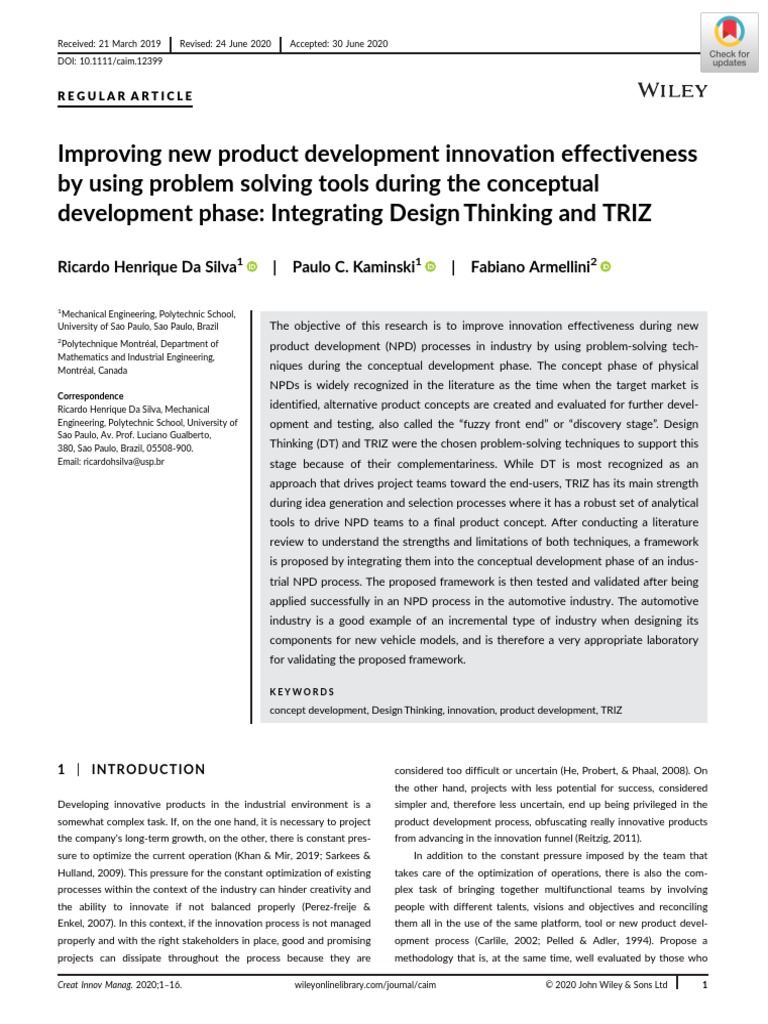 Improving New Product Development Innovation Effectiveness by Using TRIZ | PDF | Cognition ...