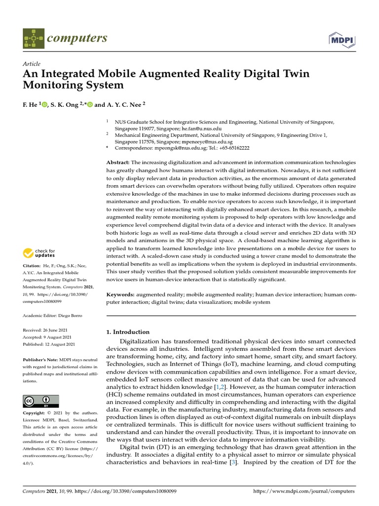 Computers: An Integrated Mobile Augmented Reality Digital Twin ...