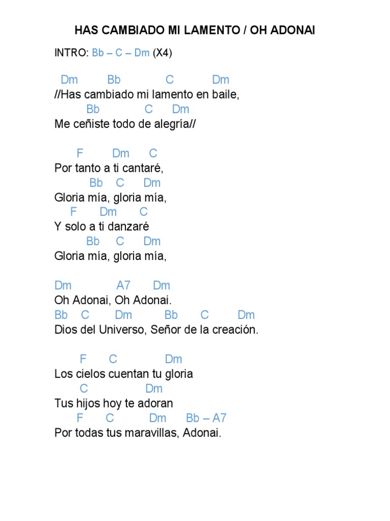 Has Cambiado / Oh Adonai Acordes | PDF