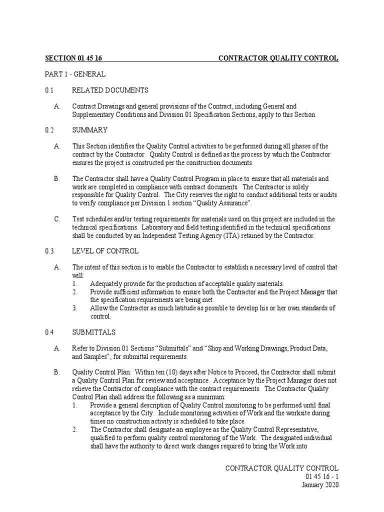 Contractor Quality Control | PDF | Specification (Technical Standard ...