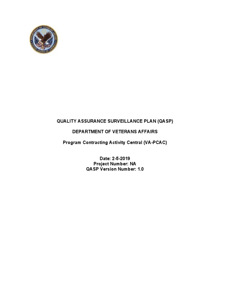 Quality Assurance Surveillance Plan (Qasp) Department of Veterans ...