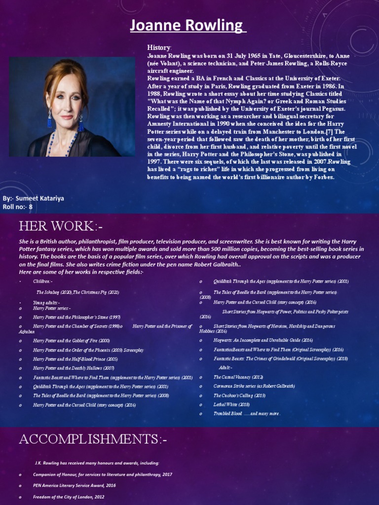 Presentation J.K Rowling | PDF | J. K. Rowling | Harry Potter