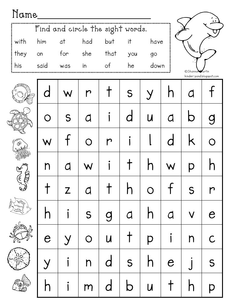 Ocean Sight Word Find | PDF