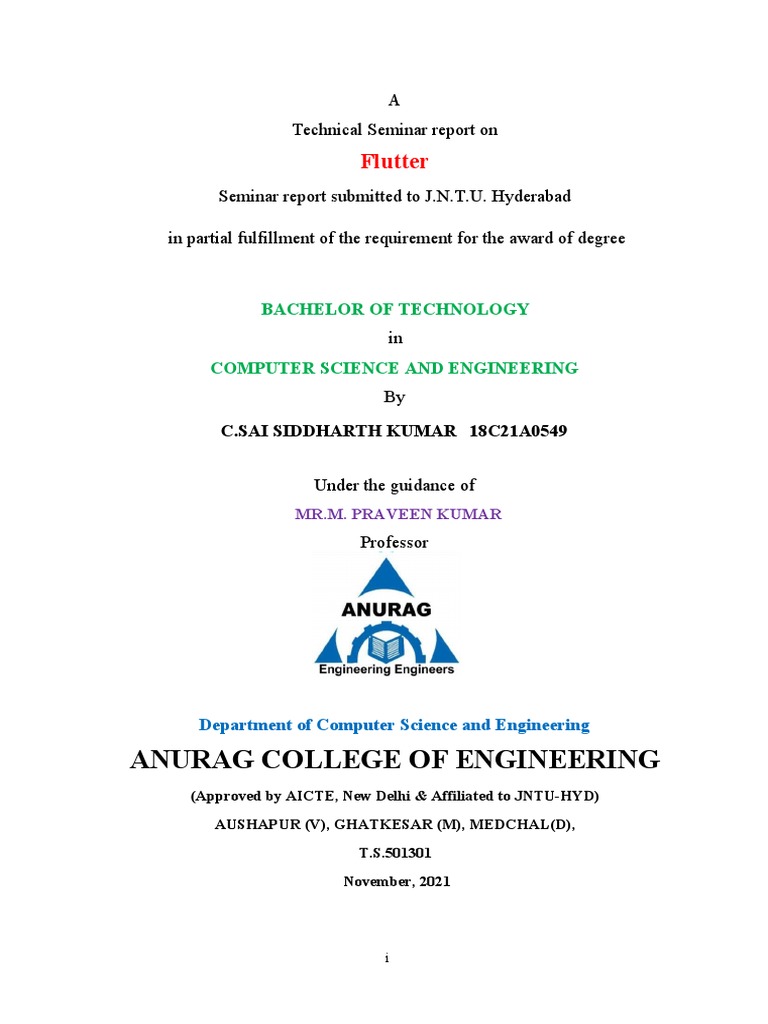 Flutter Seminar Report | PDF | Document Object Model | Software Development