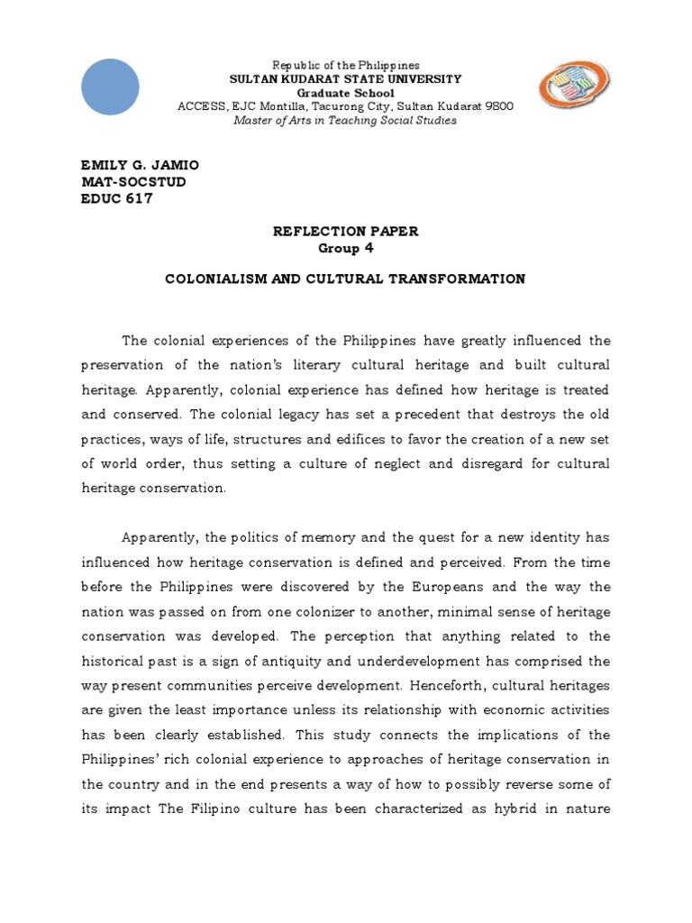 Group 4 Reflection Paper | PDF | Philippines | Colonialism