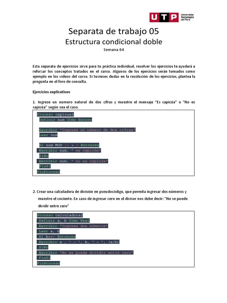 Separata05 - Estructura Condicional Doble | PDF | Informática