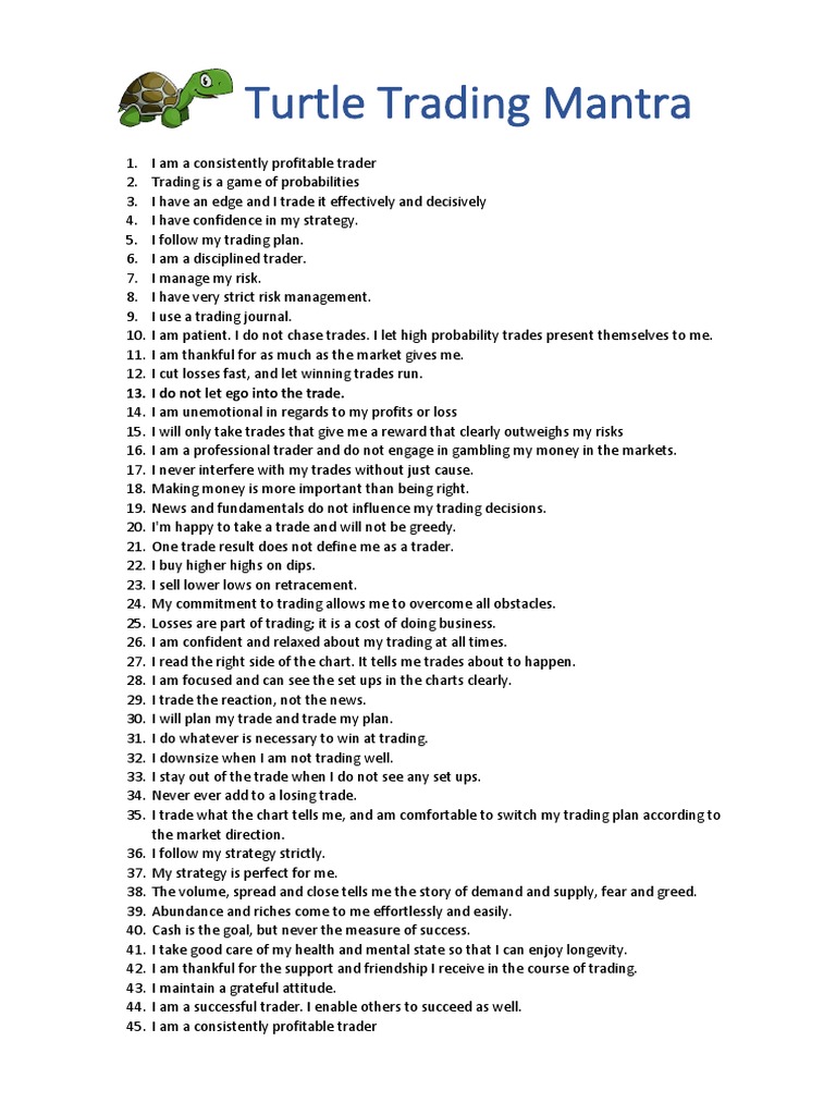 Turtle Trading Mantra | PDF | Market (Economics) | Economies