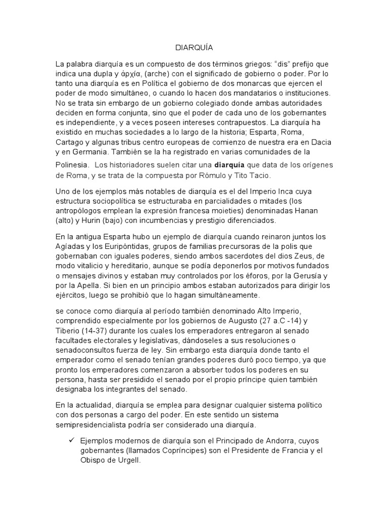 La diarquía como forma de gobierno compartido | PDF | Gobierno