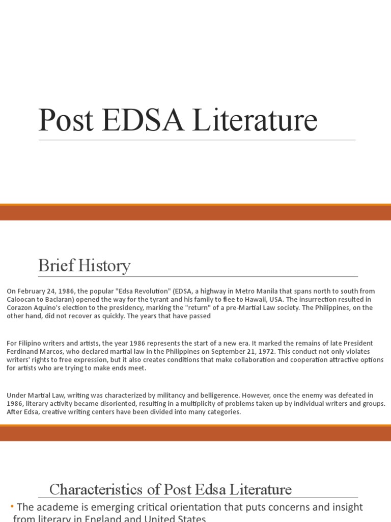 Post EDSA Literature | PDF
