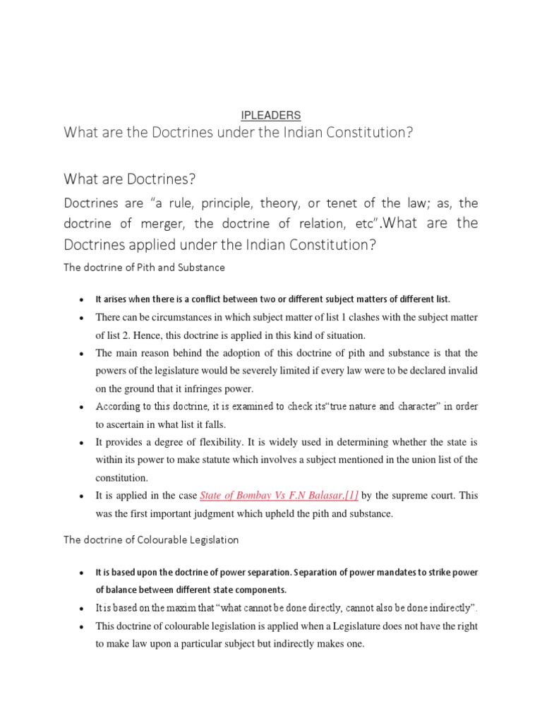 Navigating Constitutional Doctrines: An In-Depth Exploration of the Key ...