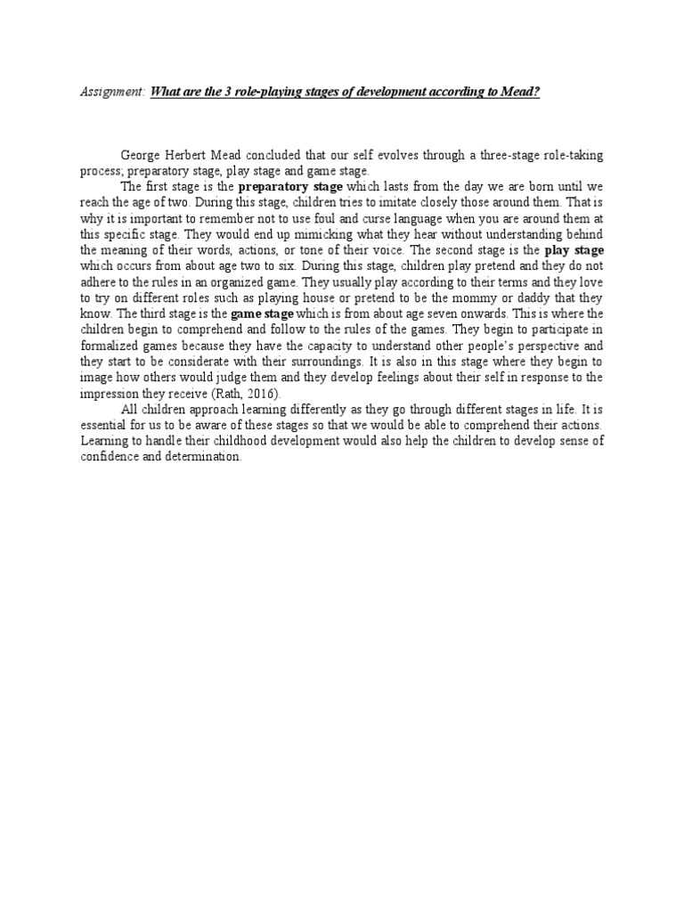 Assignment: What Are The 3 Role-Playing Stages of Development According ...
