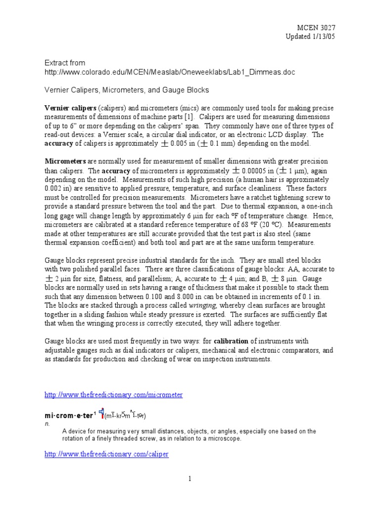 Caliper Vs Micrometer Pdf Equipment Tools