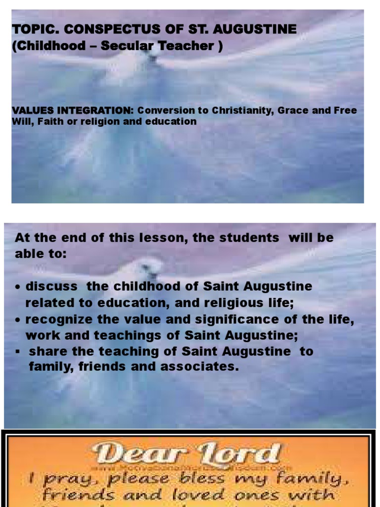 Topic. Conspectus of St. Augustine (Childhood - Secular Teacher) | PDF ...