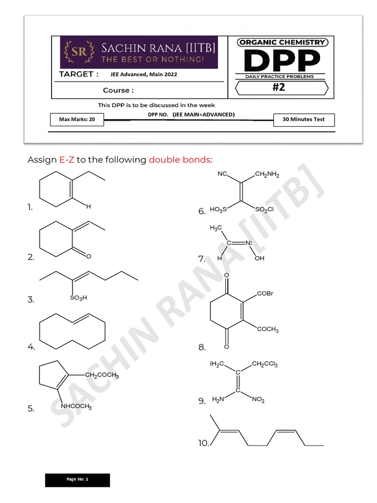 Sachin Rana (Iitb) : E-Z Double Bonds | PDF