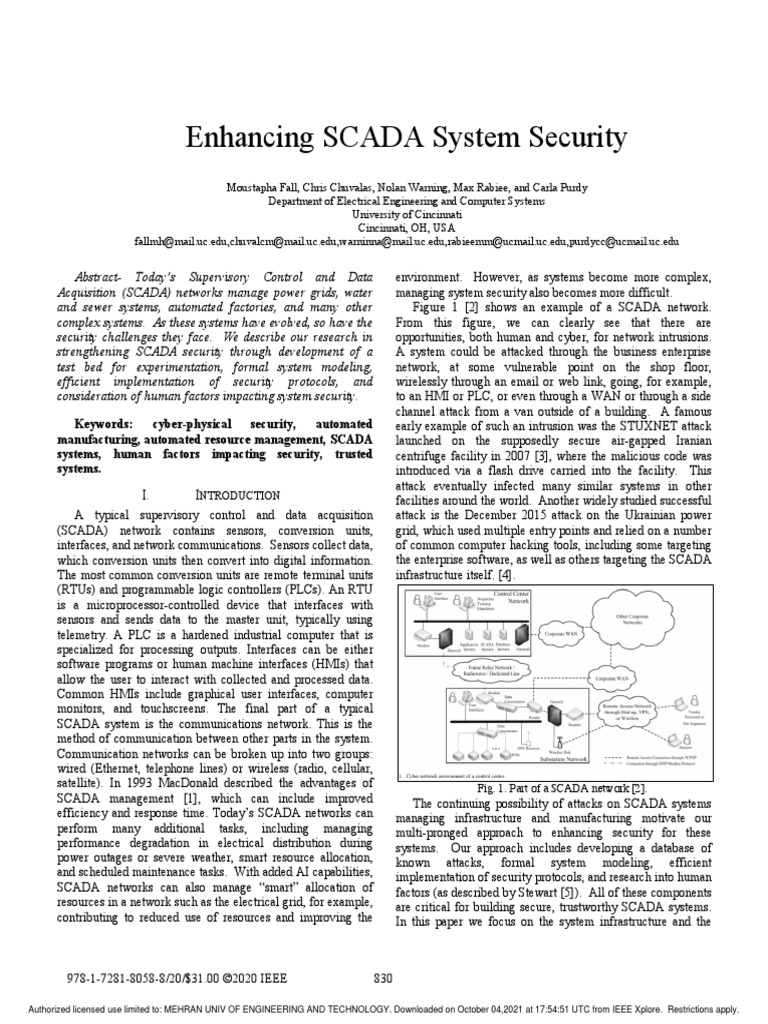 Enhancing SCADA System Security | PDF | Scada | Programmable Logic ... Enhancing SCADA System Security | PDF | Scada | Programmable Logic ...